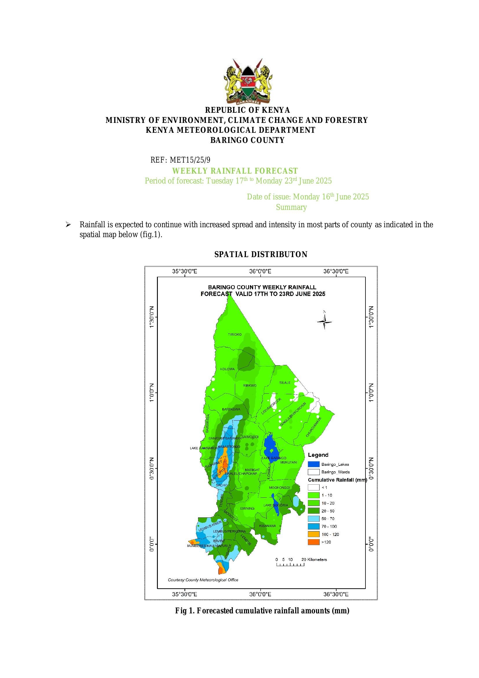 Baringo weekly forecast(17-23 June 2025)