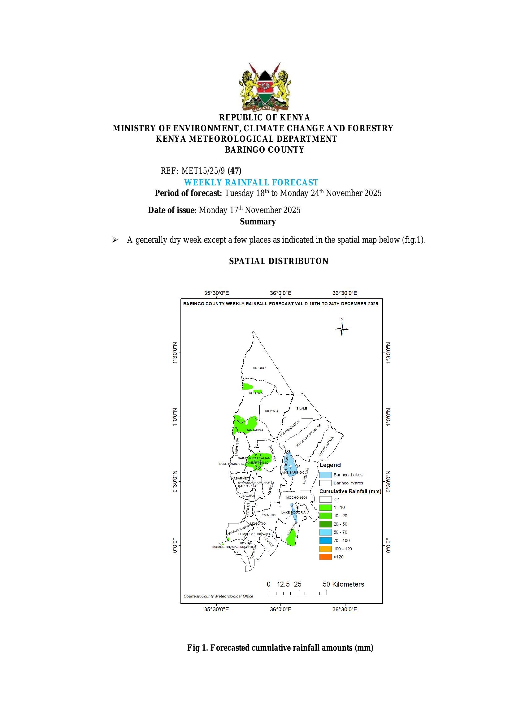 Baringo County weekly (18 to 24 Nov. 2025)