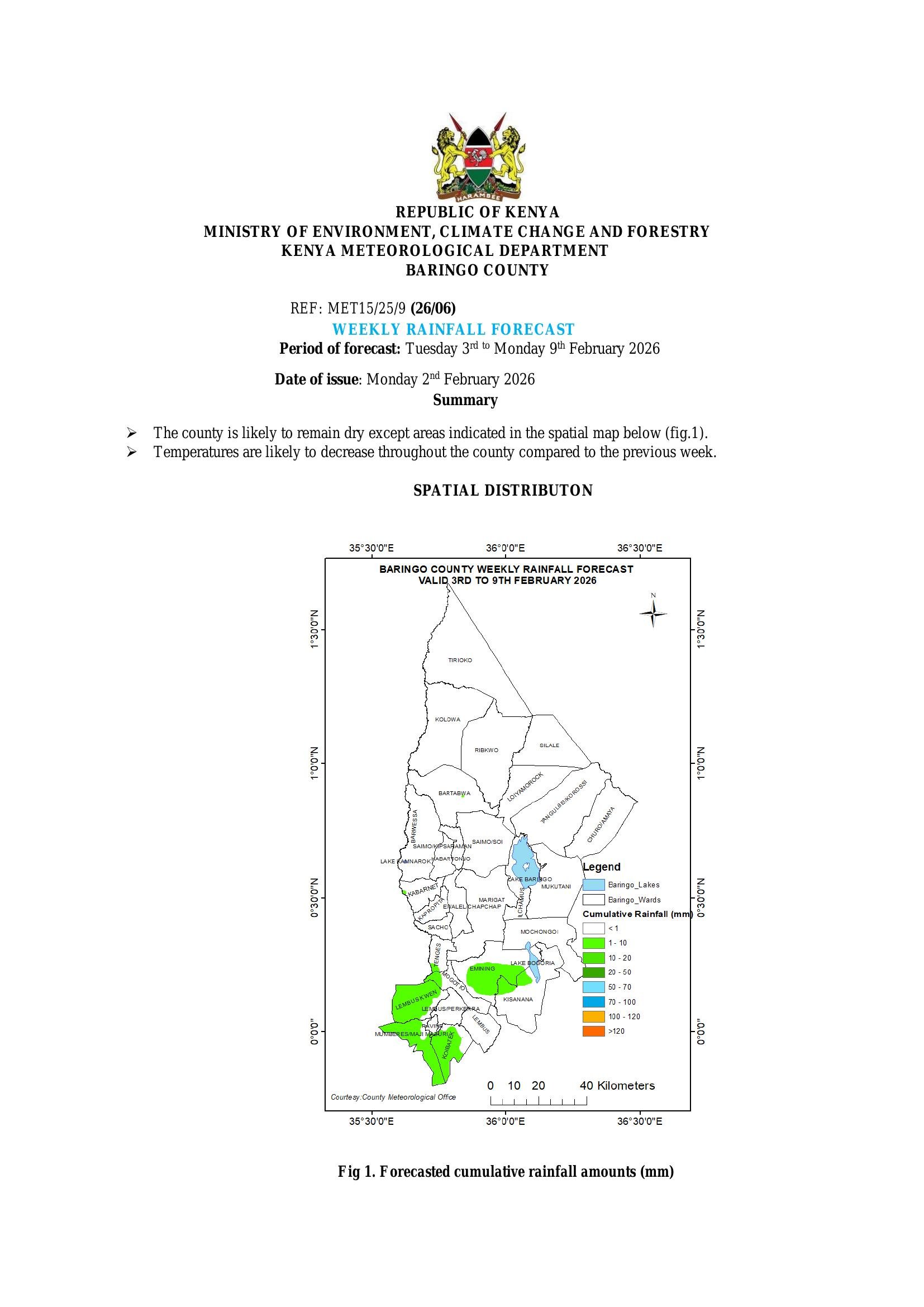 Baringo County Weekly (3-9 Feb 2026)