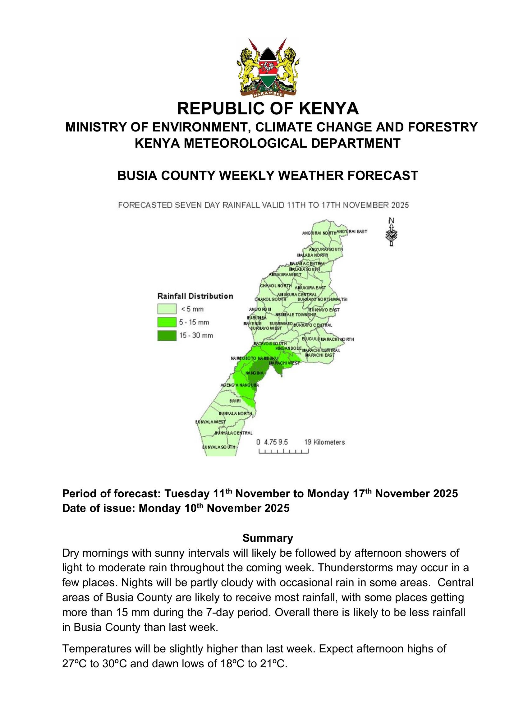 Busia County weekly (11 to 17 Nov. 2025)