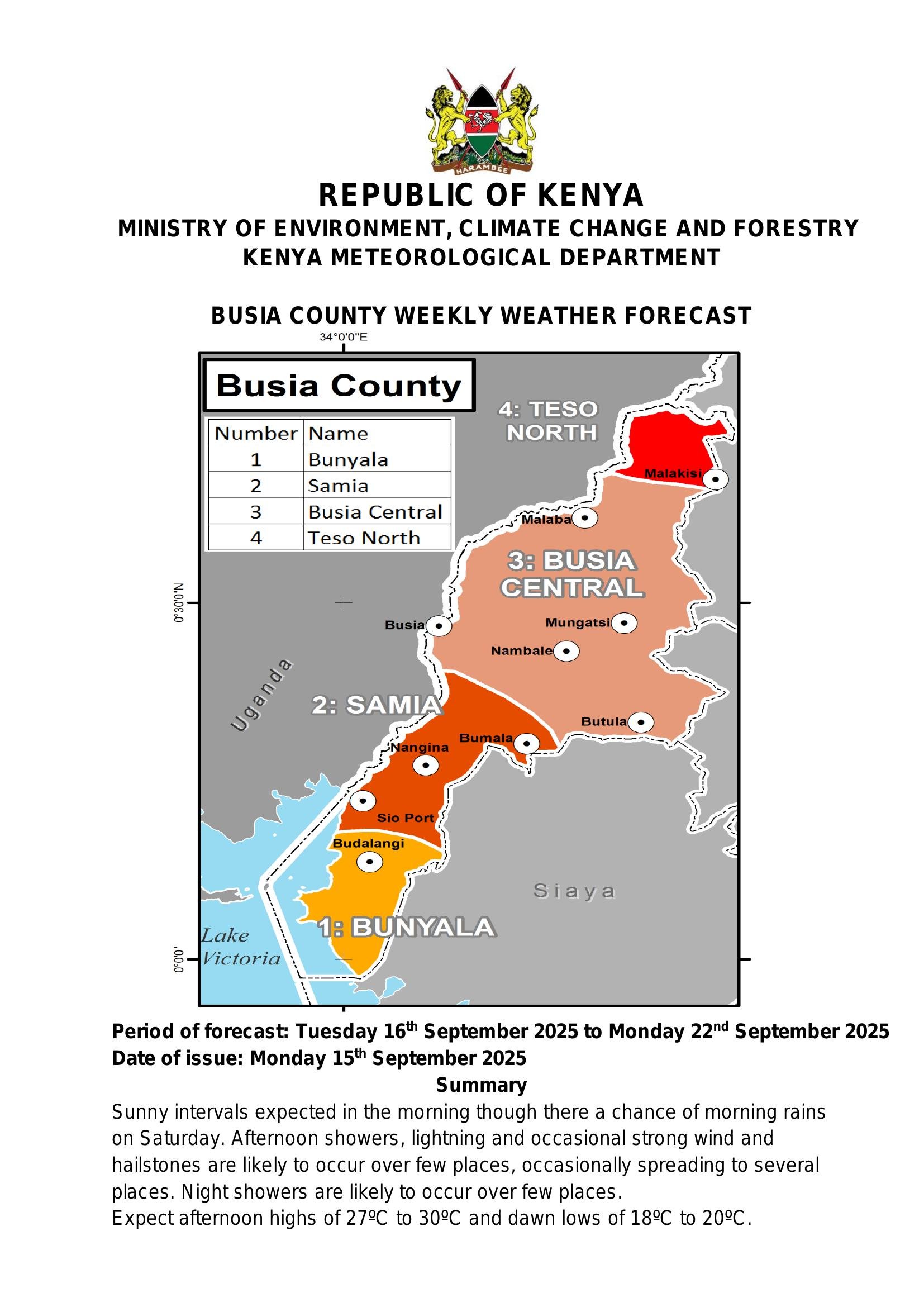 Busia County weekly 16-22 Sept. 2025