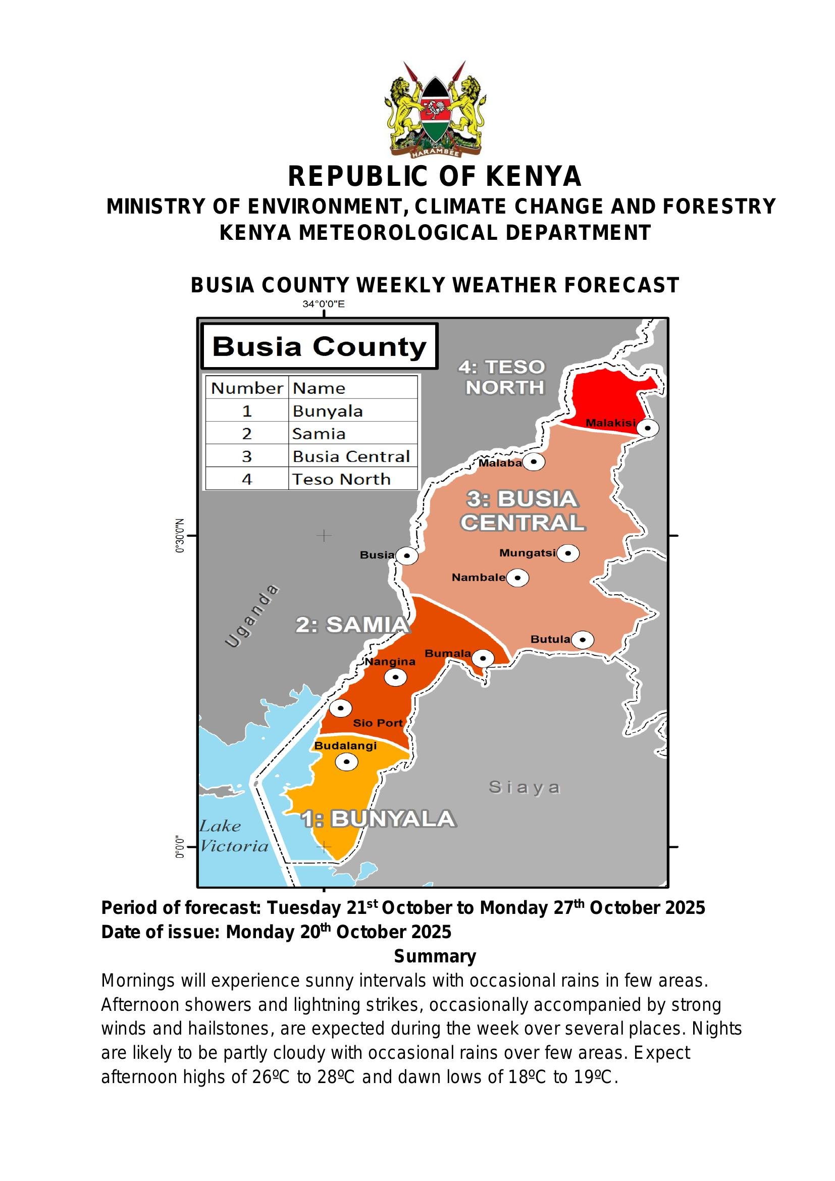 Busia County weekly (21-27 Oct. 2025)