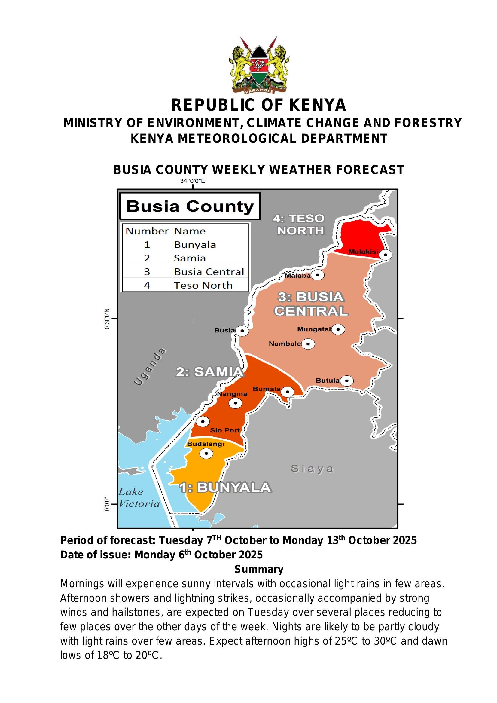 Busia County weekly (7 -13 Oct. 2025)