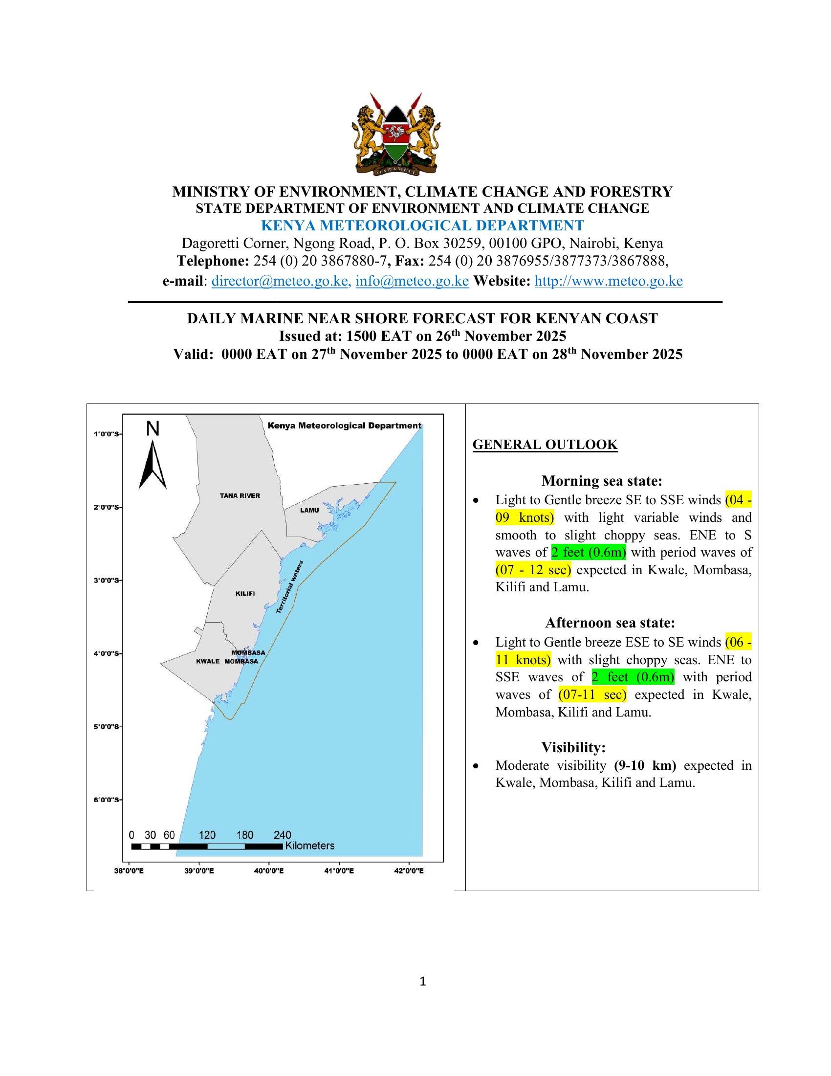 Daily weather forecast valid 27th Nov.2025