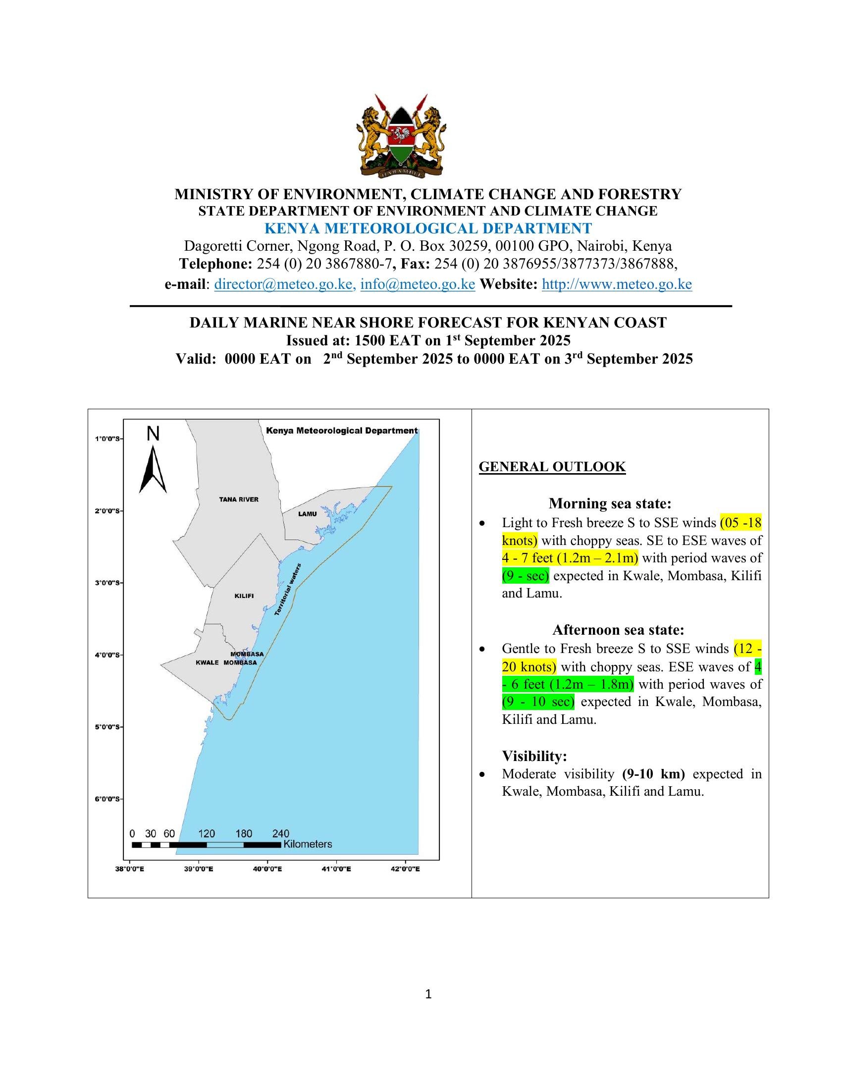 Daily Marine Forecast valid 2 Sept. 2025