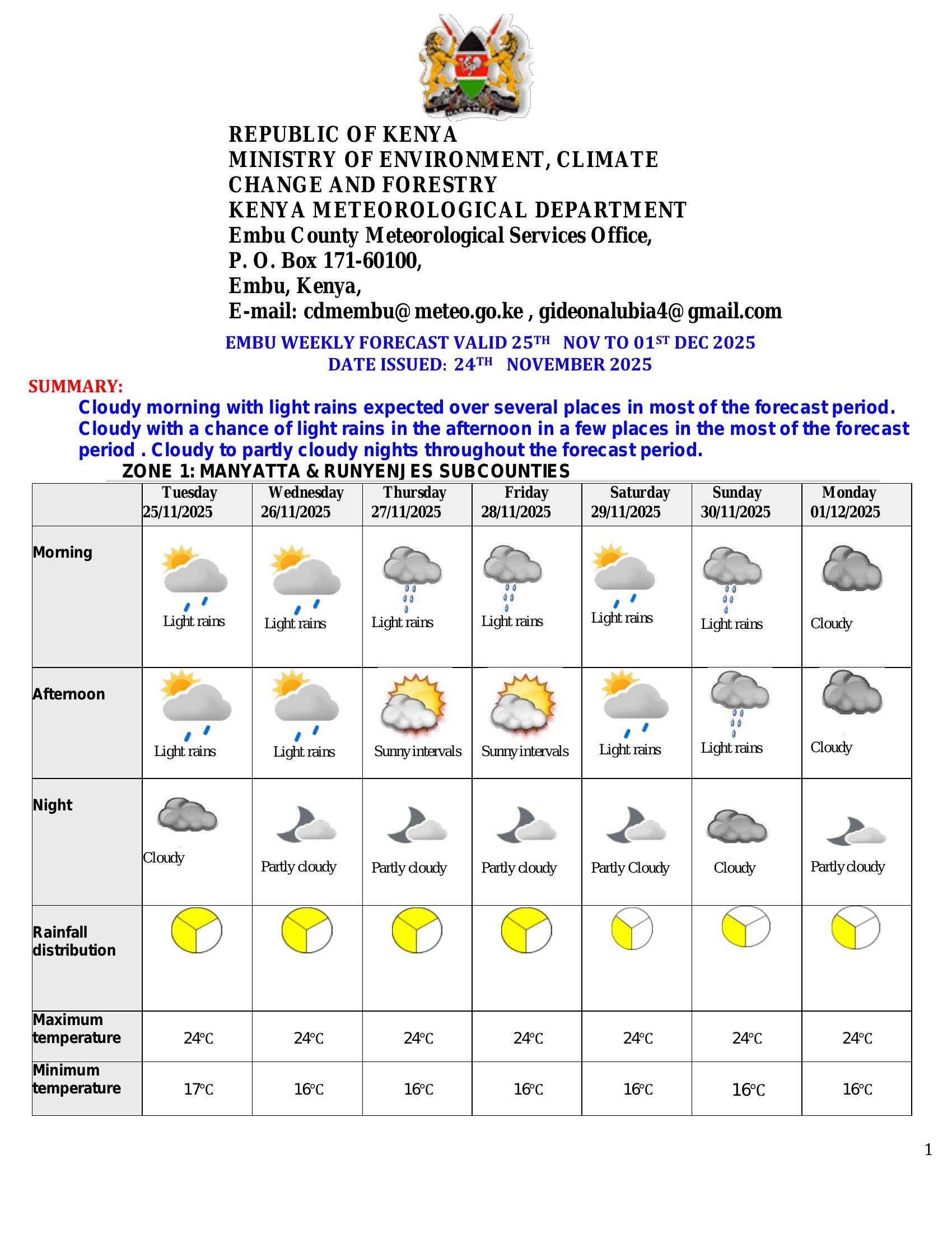 Embu County Weekly (25 Nov. to 1st Dec. 2025)