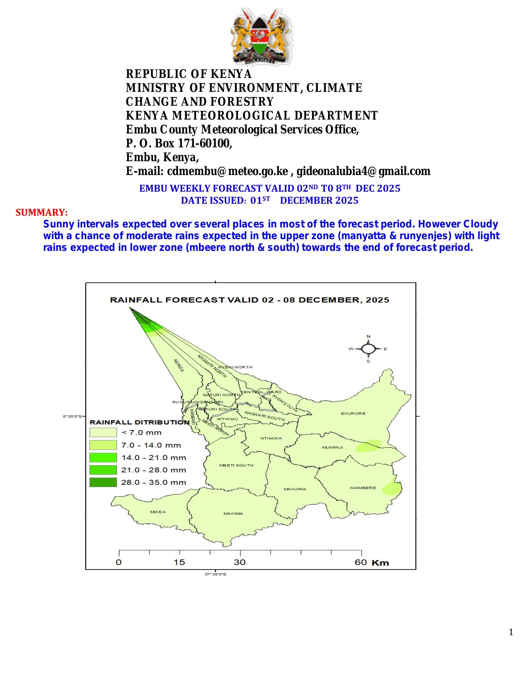 Embu County Weekly (2nd to 8th Dec. 2025)