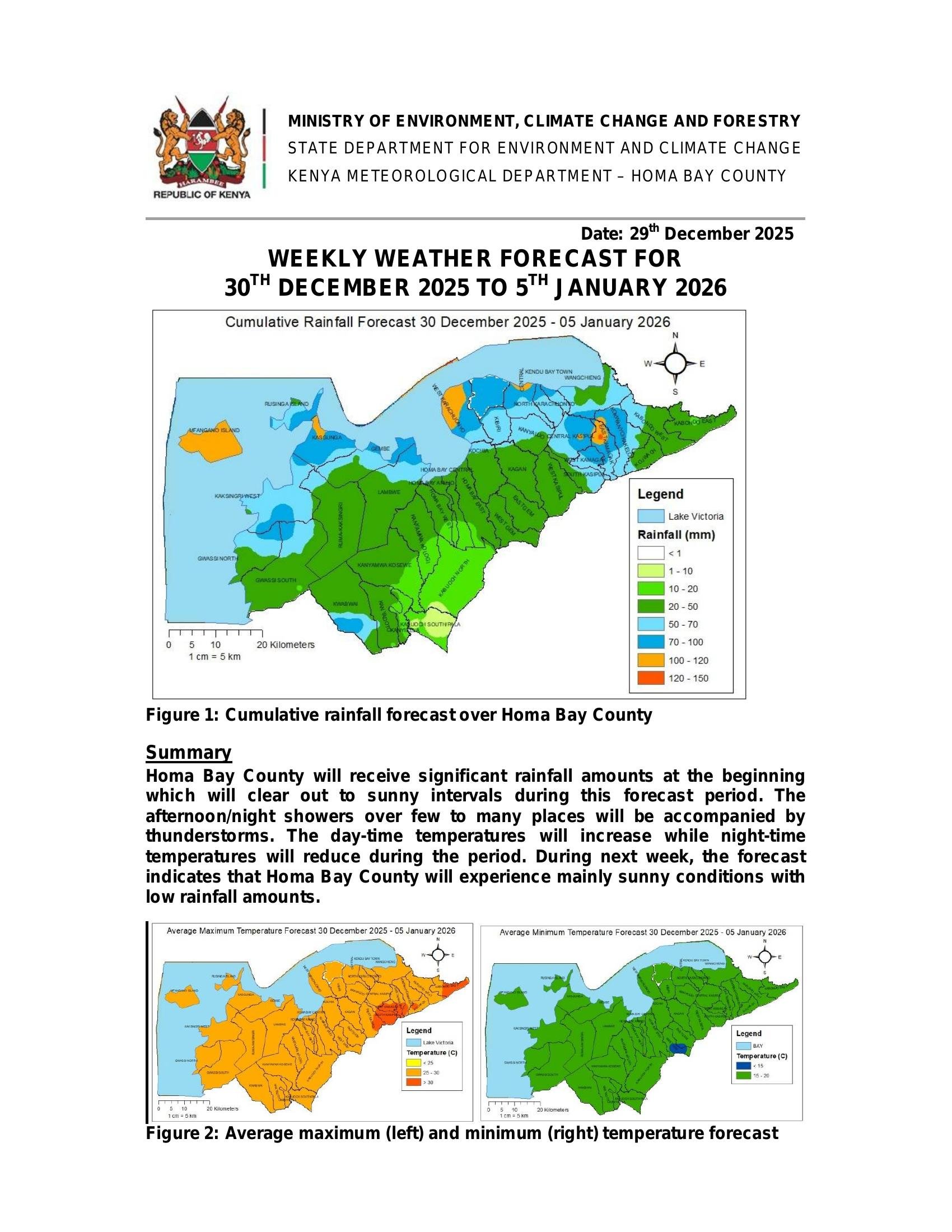 Homa Bay County Weekly (30th Dec. 2025 to 5th Jan 2026)