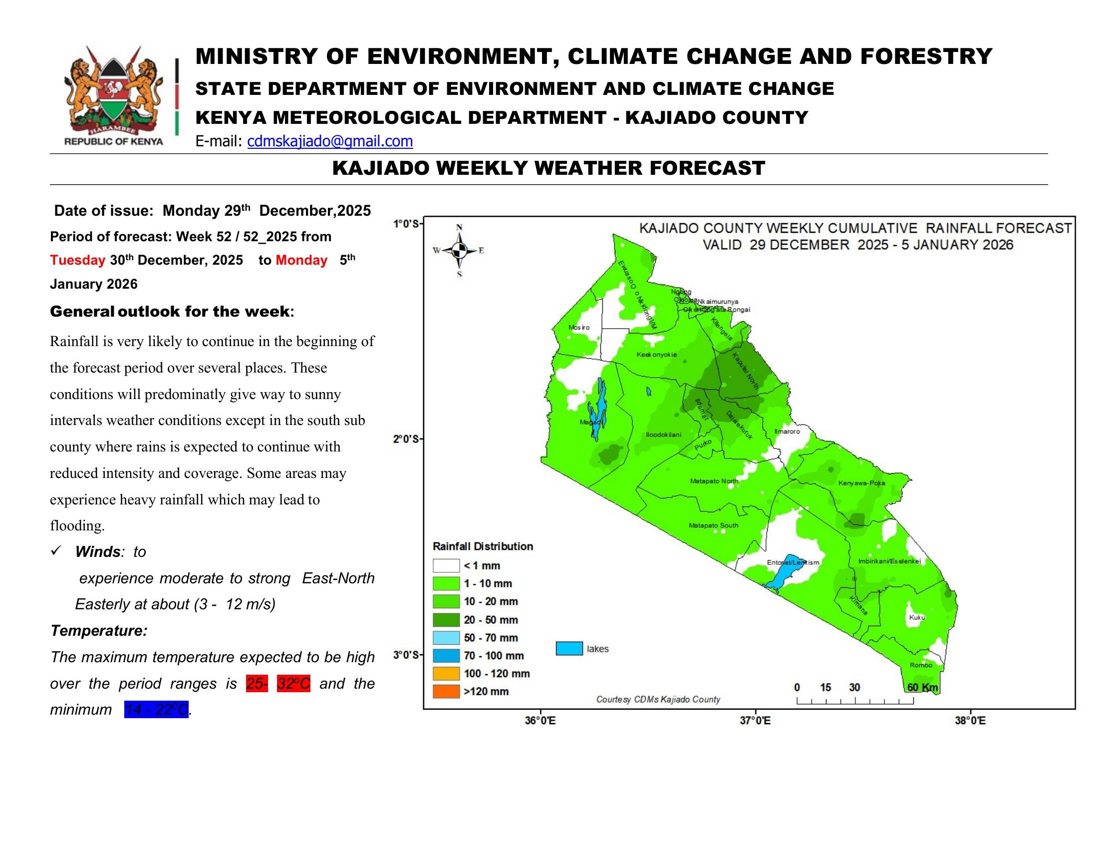 Kajiado County Weekly (30th Dec. 2025 to 5th Jan 2026)