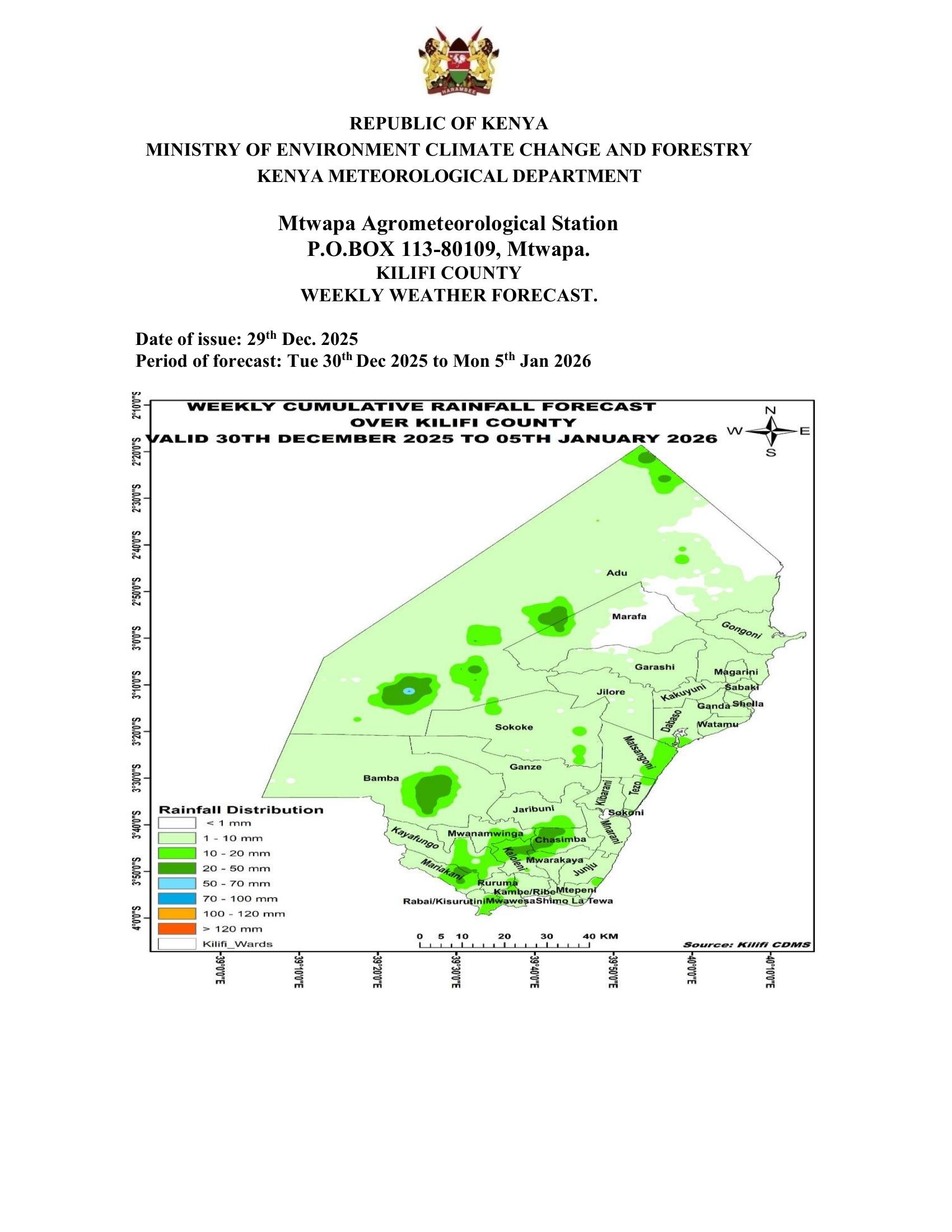 Kilifi County Weekly (30th Dec. 2025 to 5th Jan 2026)