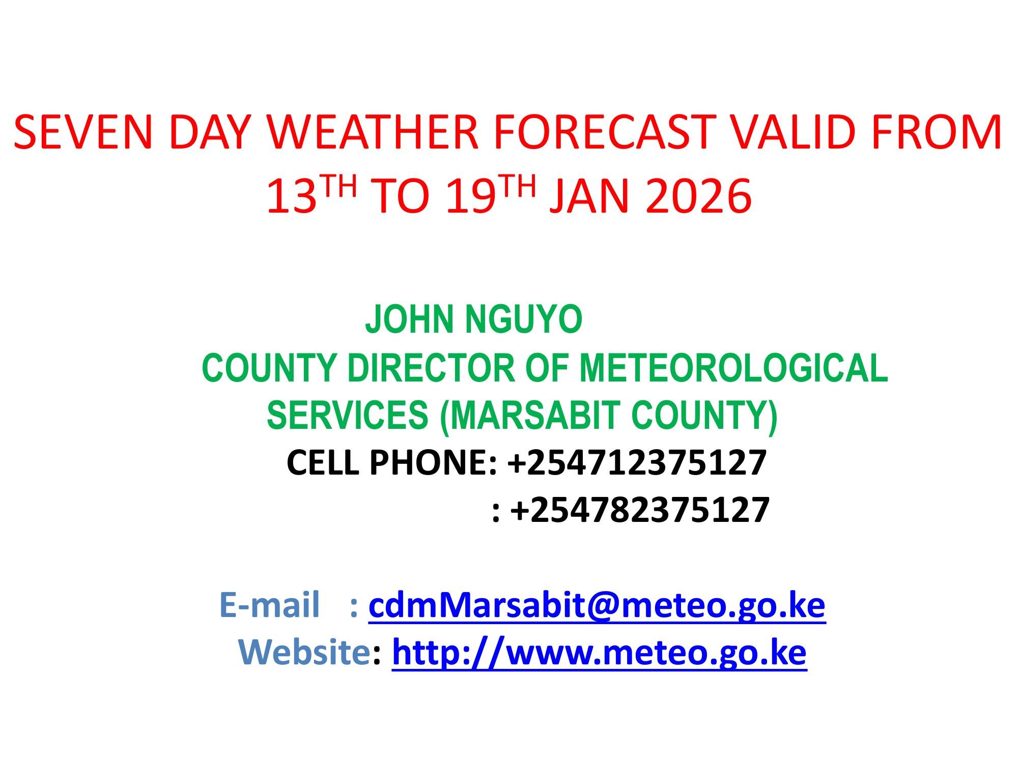 Marsabit County Weekly (13th to 19th Jan. 2026)