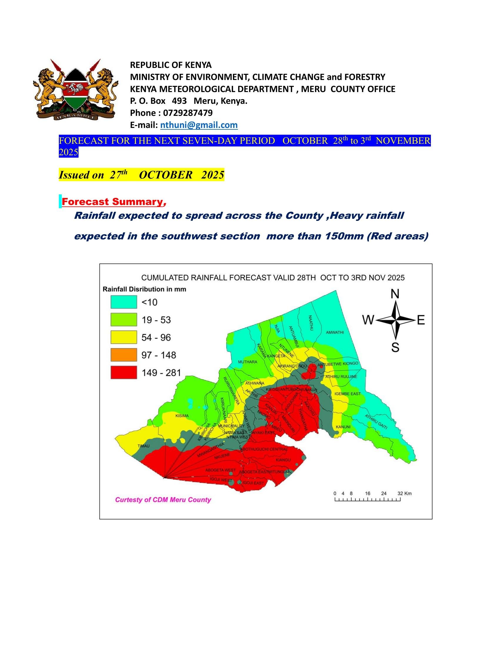 Meru County weekly (28 Oct. to 3 Nov. 2025)