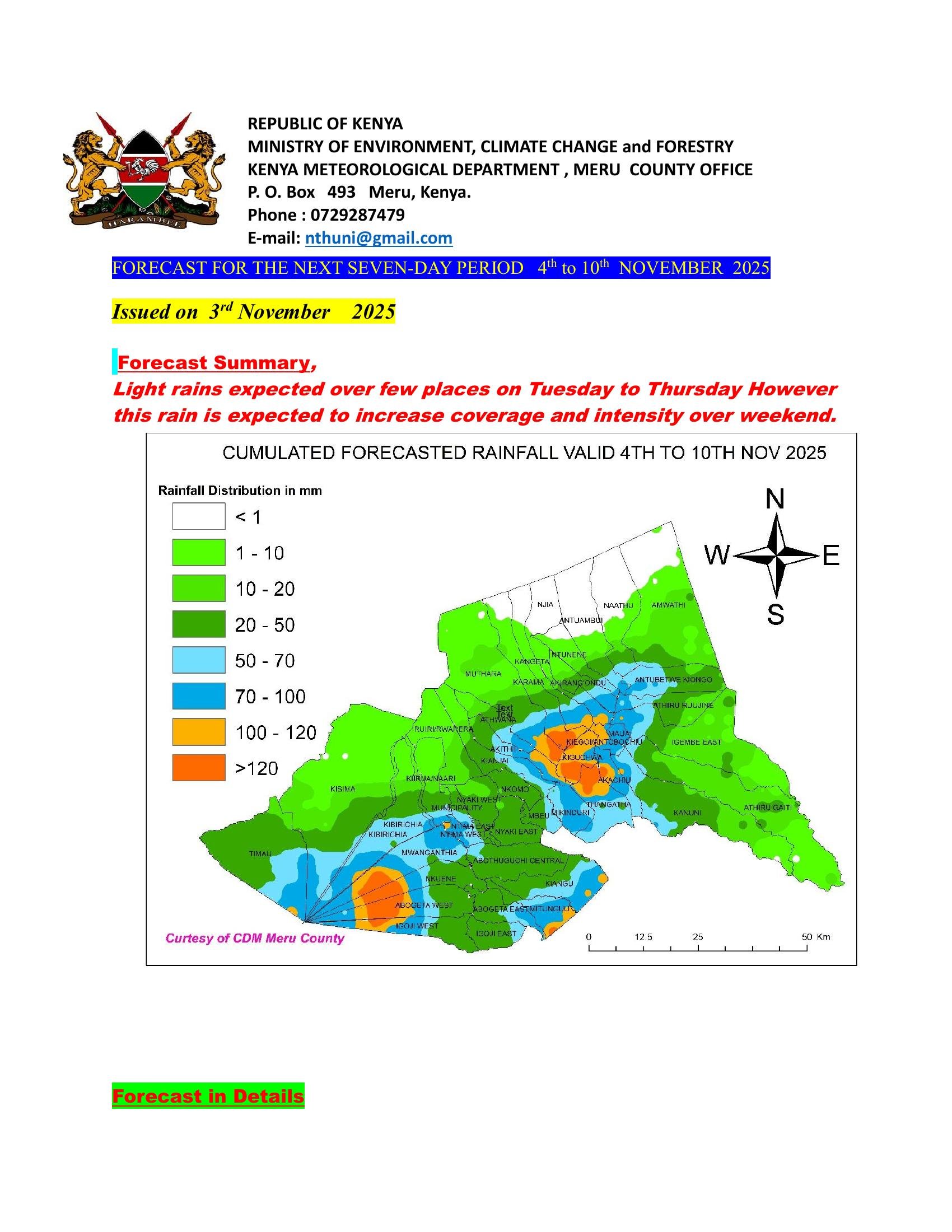 Meru County weekly (4 to 10 Nov. 2025)