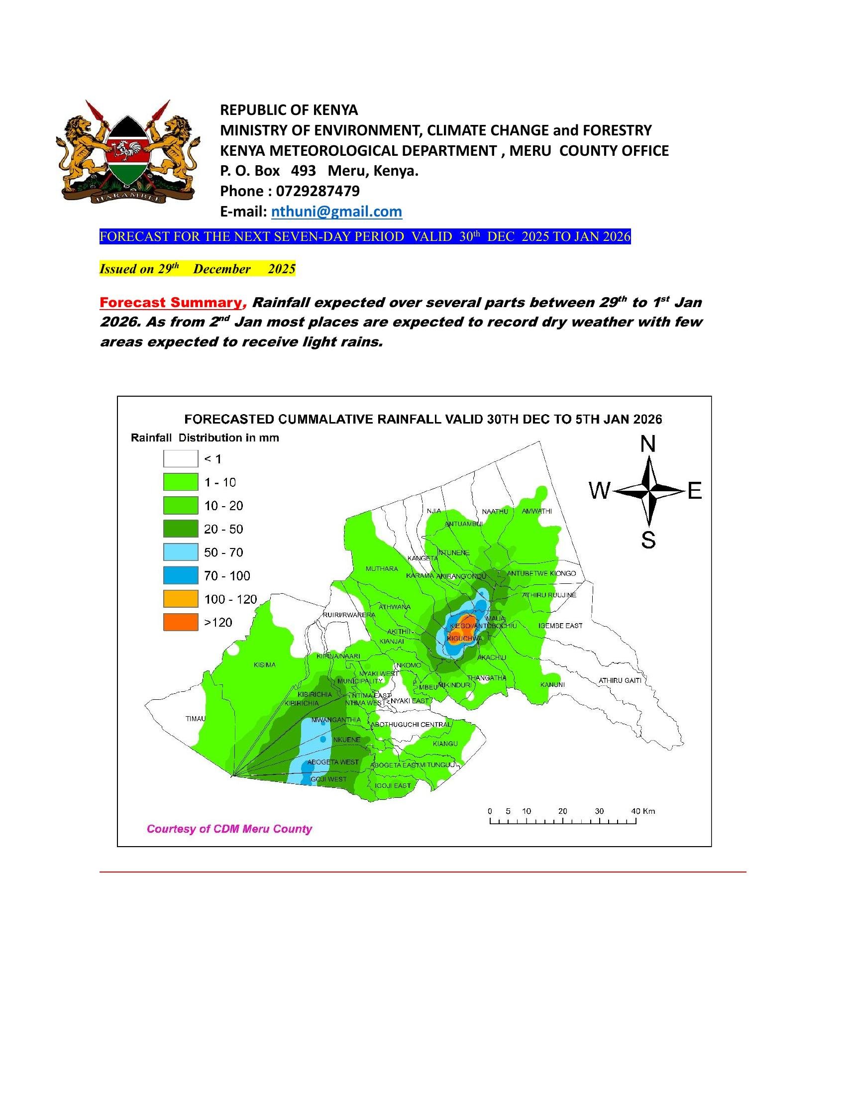 Meru County Weekly (30th Dec. 2025 to 5th Jan 2026)