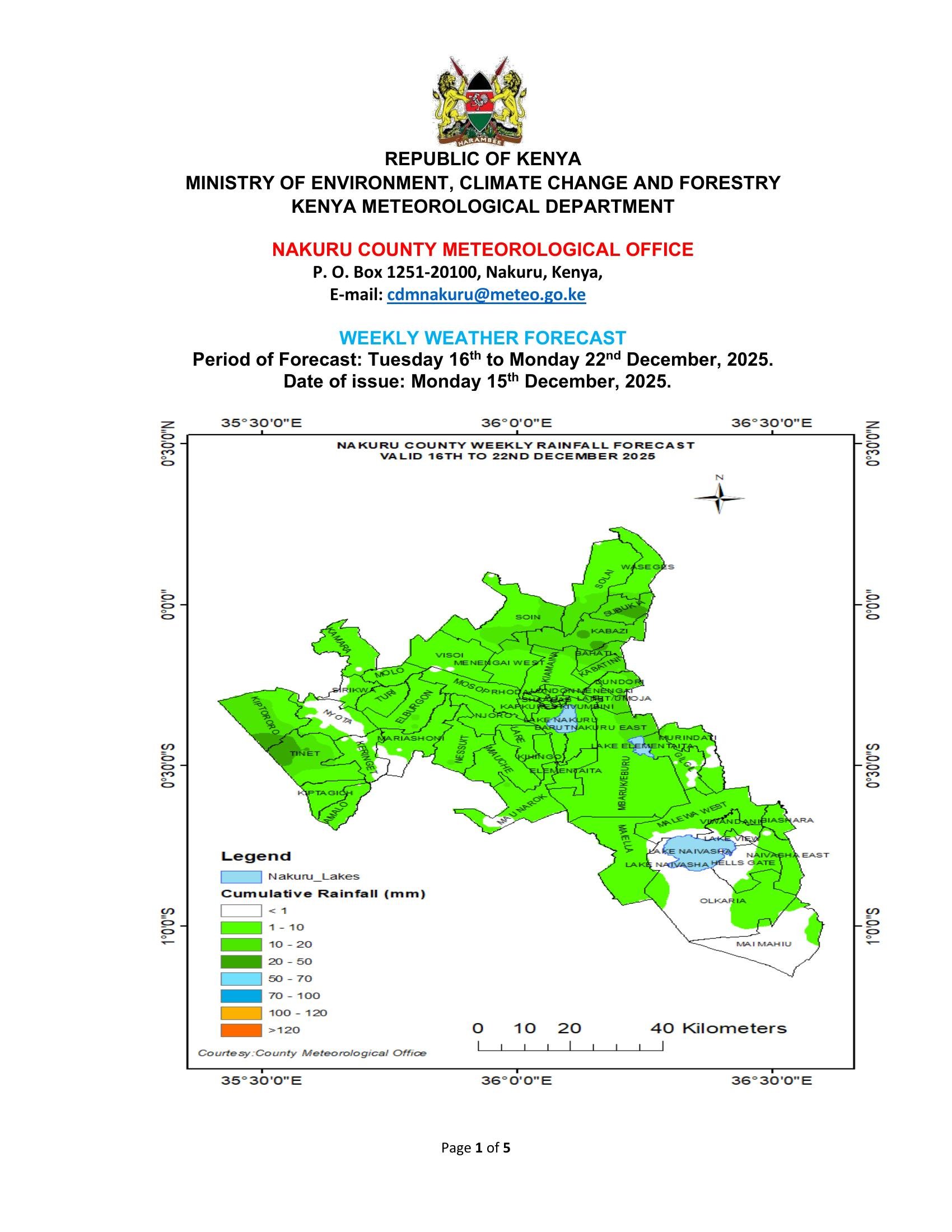 Nakuru County Weekly (16th to 22nd Dec. 2025)