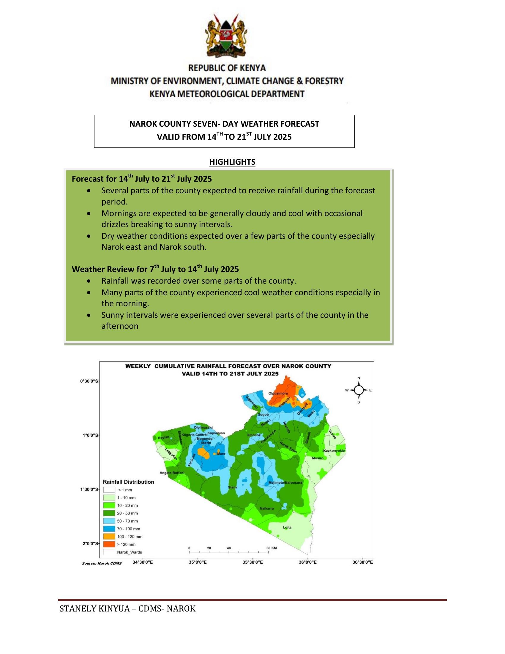 Narok County weekly(15-21 July 2025)