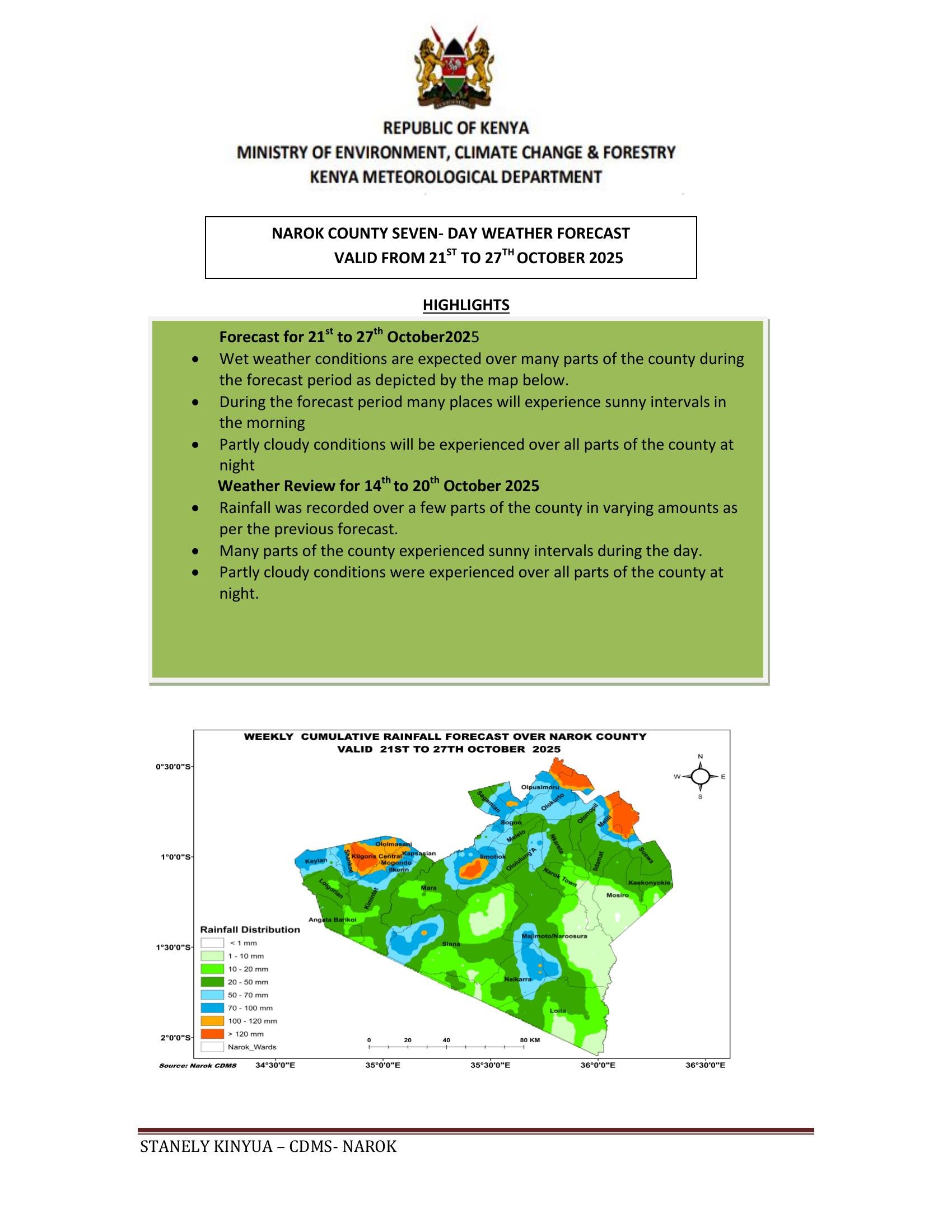 Narok County weekly (21-27 Oct. 2025)
