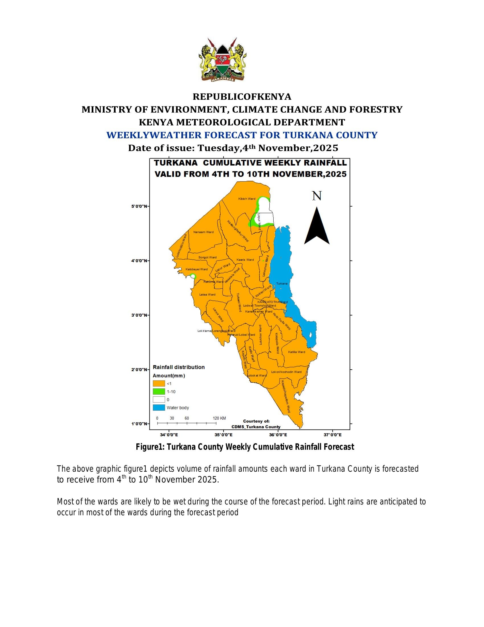 Turkana County weekly (4 to 10 Nov. 2025)